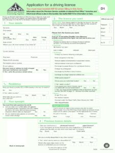 D1 Form Download - HGV Medical Examination Sheffield
